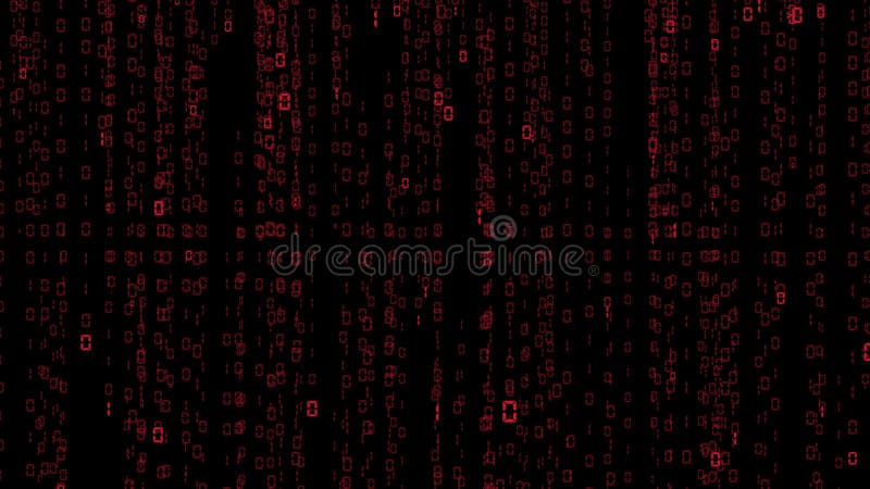 3D Animation of Falling Red Binary Code on a Black Background Stock ...