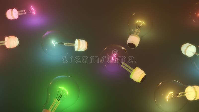 3d Animation of Flickering Light Bulbs Background Stock Video - Video ...