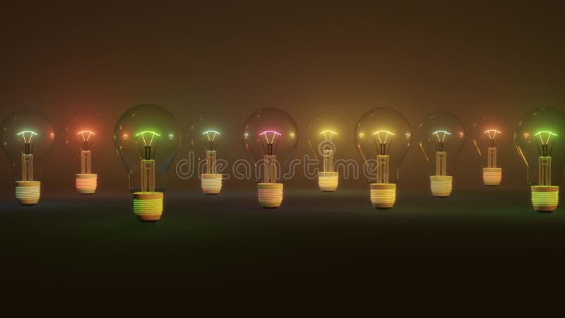 3d Animation of Flickering Light Bulbs Background Stock Video - Video ...
