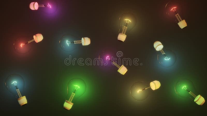 3d Animation of Flickering Light Bulbs Background Stock Video - Video ...