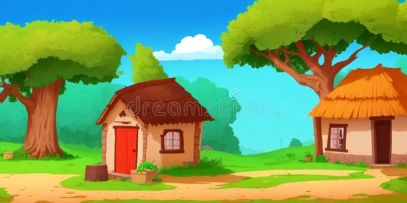 3D Animation Forest Scene with Various Forest Trees Stock Illustration ...