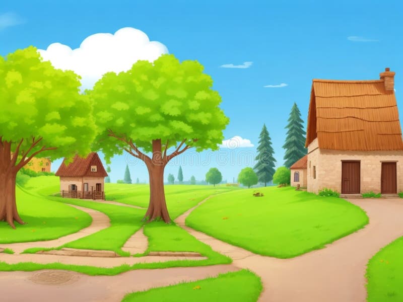 3D Animation Forest Scene with Various Forest Trees Stock Illustration ...