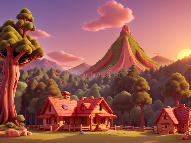 3D Animation Forest Scene with Various Forest Trees Stock Illustration ...
