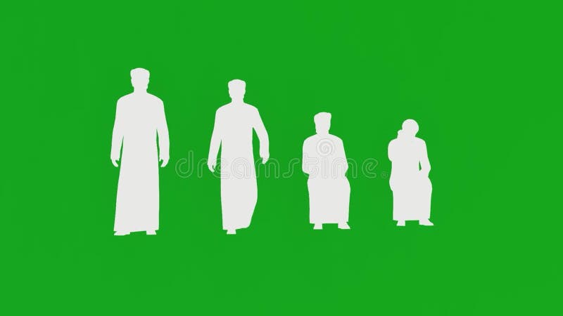 2D Animation Four Different White Men Sitting and Standing Green Screen ...