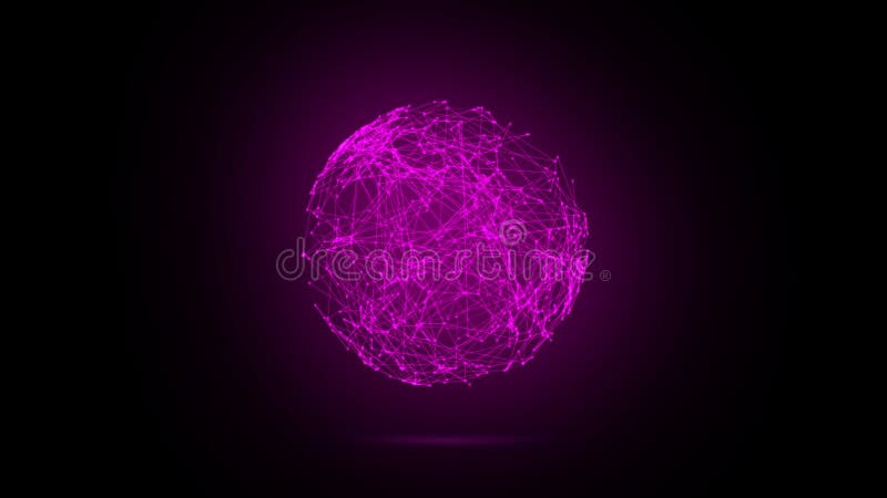 3D Animation of Future Shape a Rotating Neon Pink Transparent Sphere ...