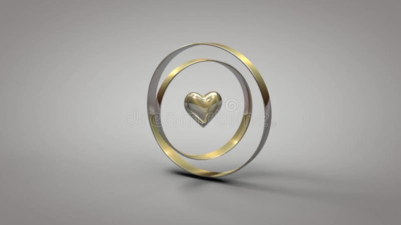 3d Animation of Golden Wedding Rings and Hearts Stock Video - Video of ...