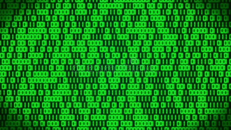 Green Numbers in Digital Code Falling in Rays of Flashing Light ...