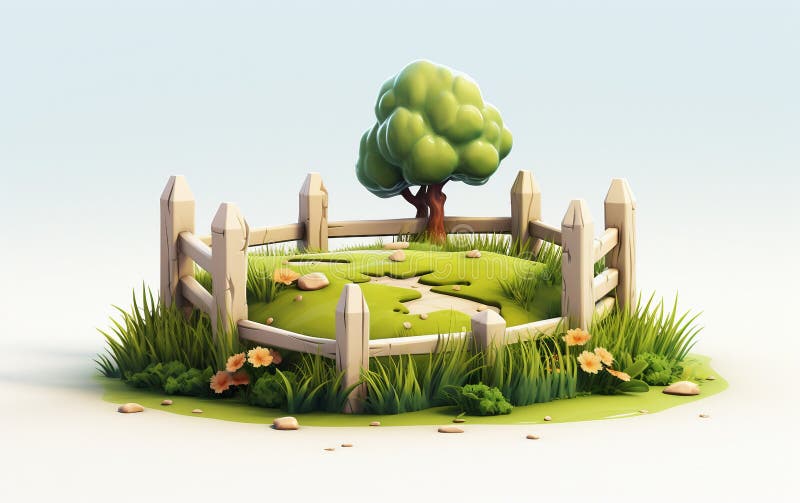 3D Animation of Ground Surrounded by a Fence. Generative by Ai Stock ...