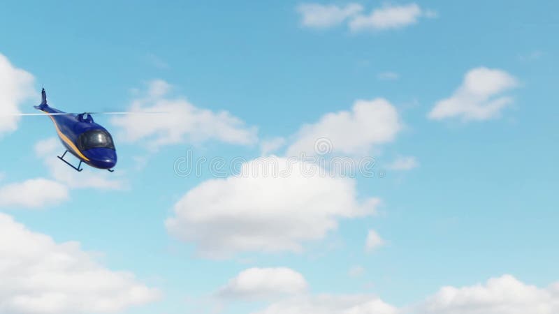 3d Animation of a Helicopter Flying through the Light Blue Sky in the ...