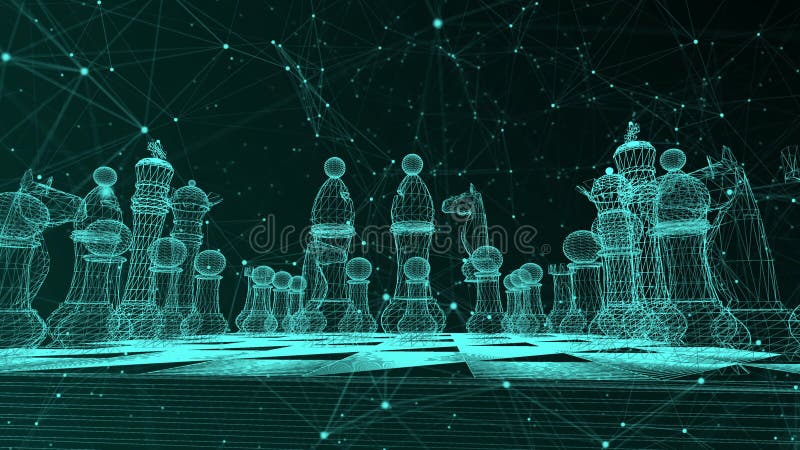 3D Animation of a Hologram of a Chess Game, the Concept of Digital ...
