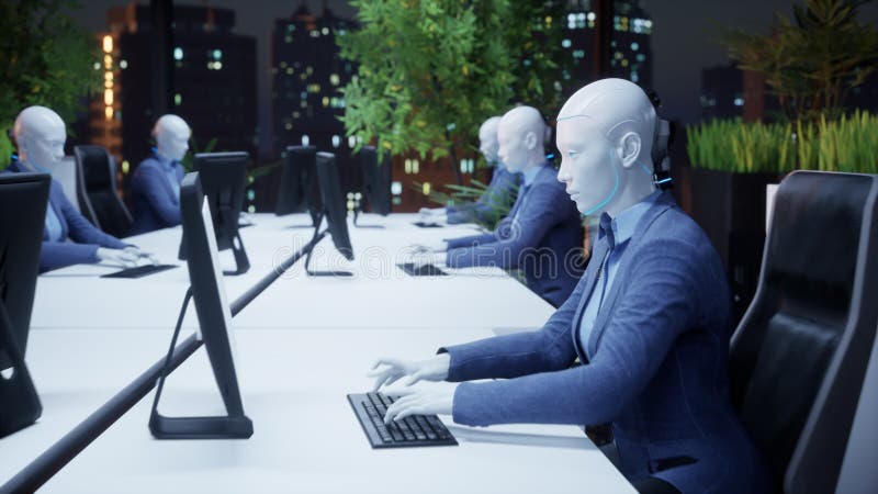 3d Animation of Humanoid Robots Working in Modern Office, Future ...
