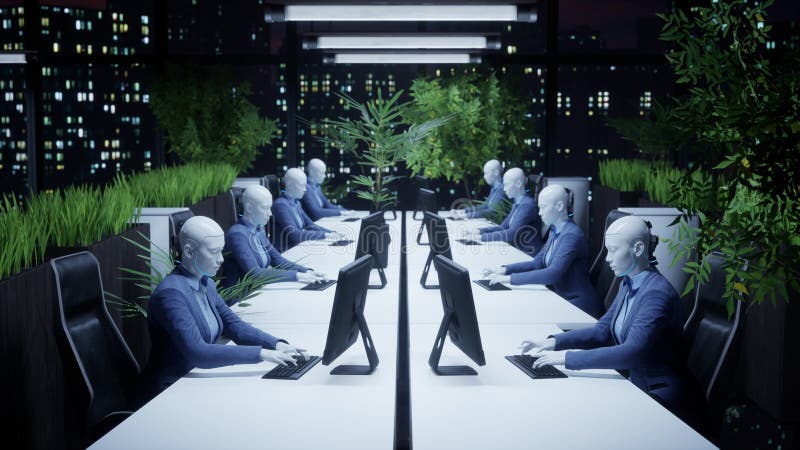3d Animation of Humanoid Robots Working in Modern Office, Future ...