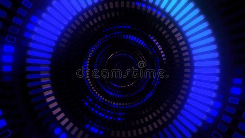 Abstract Endless Flight in a Futuristic Blue Corridor. 3D Animation of ...