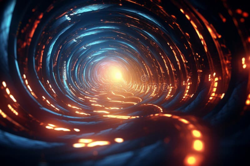 A 3D Animation of a Hypnotic Spiral of Lights and Shapes Stock ...