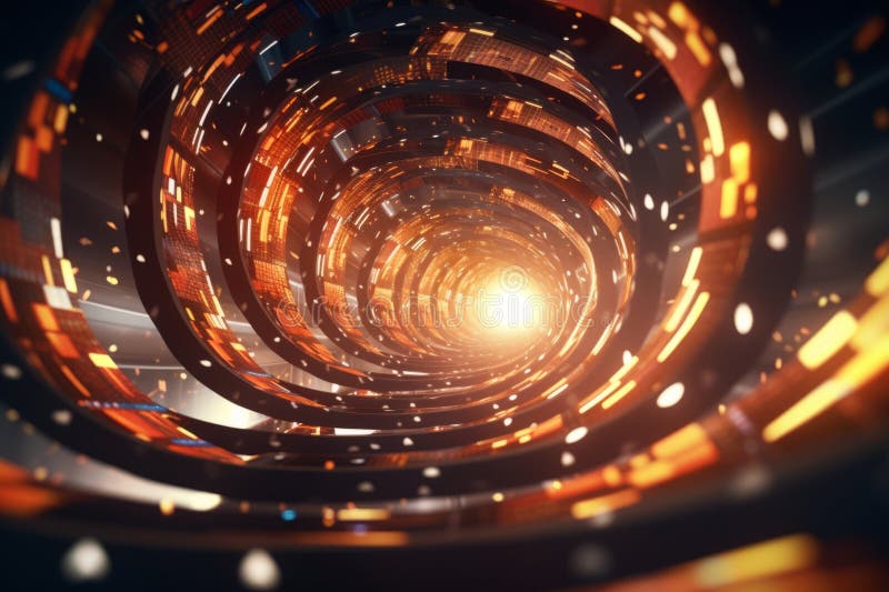A 3D Animation of a Hypnotic Spiral of Lights and Shapes Stock ...