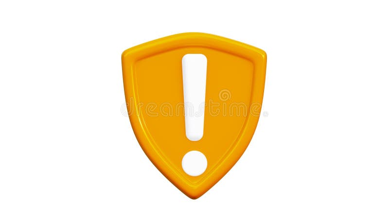 3D Animation. an Icon in the Form of a Shield with a Warning about the ...
