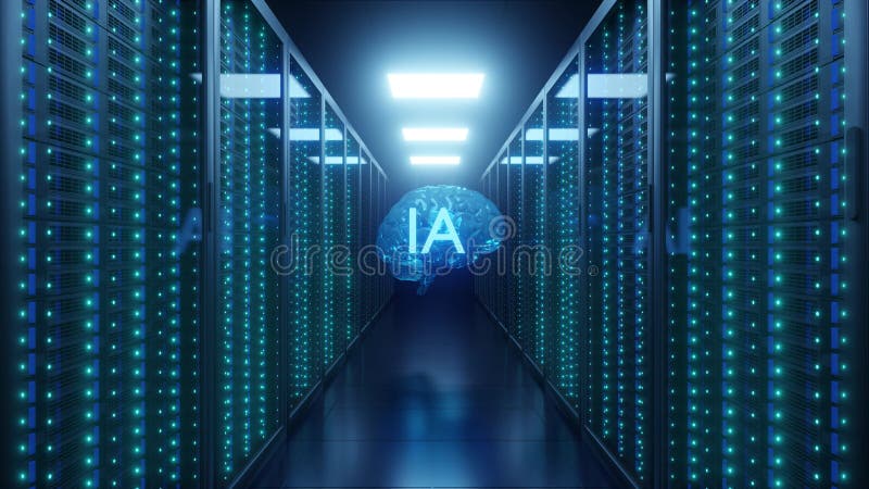 3D Animation of Illuminated Data Center and Human Brain Ai Concept Stock Video - Video of device ...