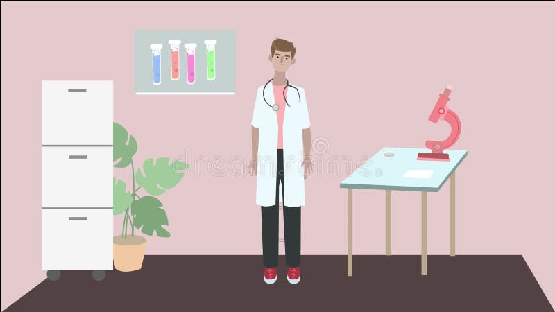 2D Animation Illustration of Female Doctor with Finger Up Stock Video ...