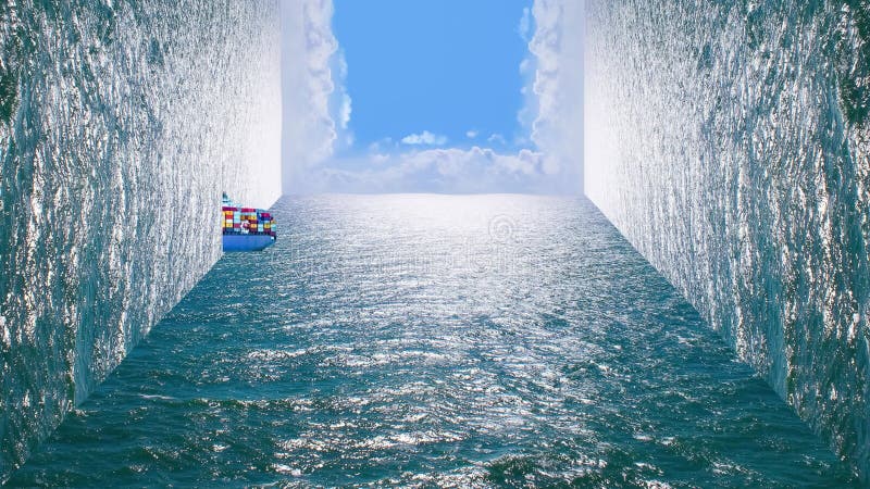 2D Animation of Industrial Container Cargo Freight Ship for Import or ...