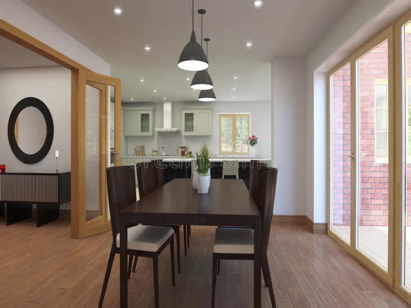 3d Animation of Kitchen and Dinningroom Interior. Stock Video - Video ...