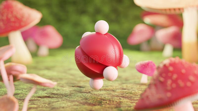 3D Animation Loop of Levitating Sphere with Small Plastic Balls Rolling ...