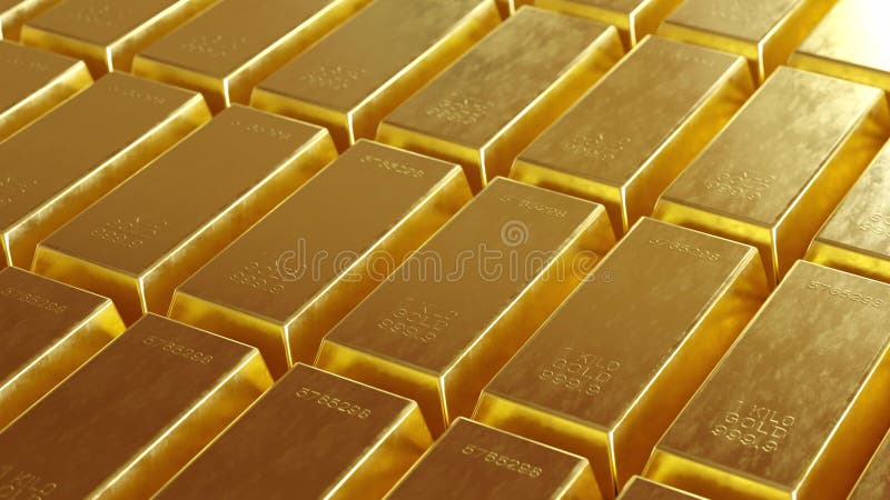 3D Animation Loop of Many Gold Bars Arranged in Rows Stock Footage ...