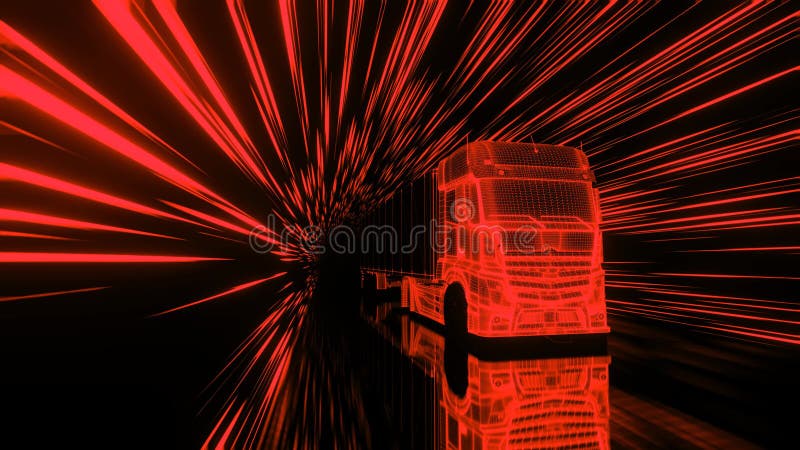 3D Animation Loop of Red Neon Truck Riding Fast Stock Footage - Video ...