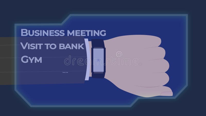 2d Animation of Male Hand Tapping Smart Watch and Schedule with Timing ...