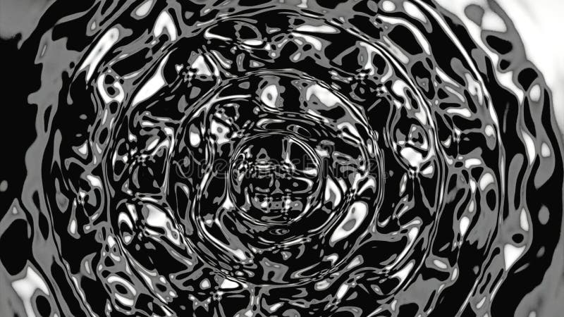 3D Animation of Metal Liquid Moving in Circular Waves. Design. Bubbling ...