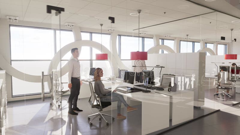 Animation on a Modern Office Interior Stock Video - Video of building ...