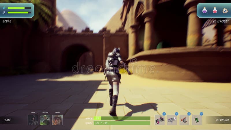 3D Animation of Modern PC Team Game on Computer Screen Stock Video ...