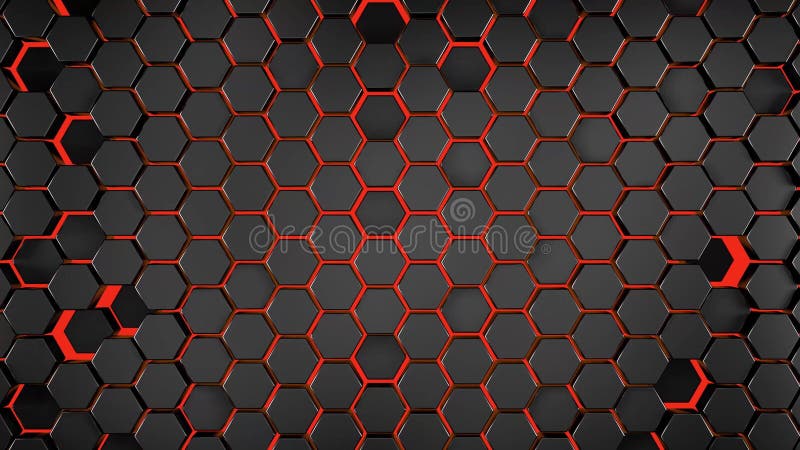 3d Animation of Moving Black Wall with Hexagonal Pattern Tiles with Red ...