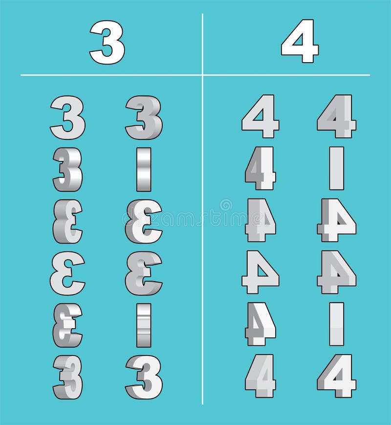 3D Animation Number Rotation 3 4 Stock Vector - Illustration of animate ...