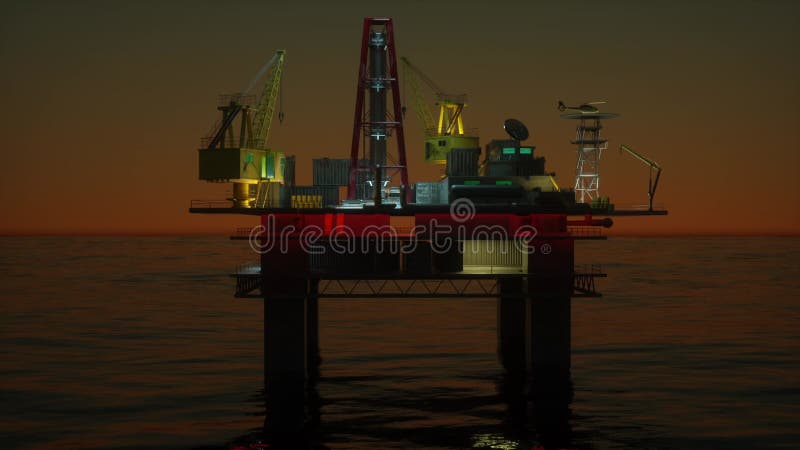 Ocean Oil Gas Drilling Rig. Offshore Oil Platform for Production of Oil ...