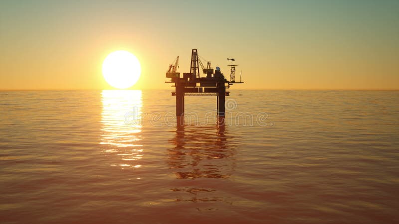 Ocean Oil Gas Drilling Rig. Offshore Oil Platform for Production of Oil ...