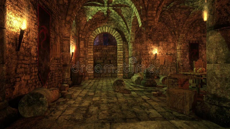 3D Animation of an Old Medieval Castle Dungeon Stock Footage - Video of ...