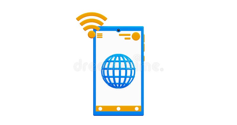 3D Animation Phone Icon with Internet Network Icon on the Display ...
