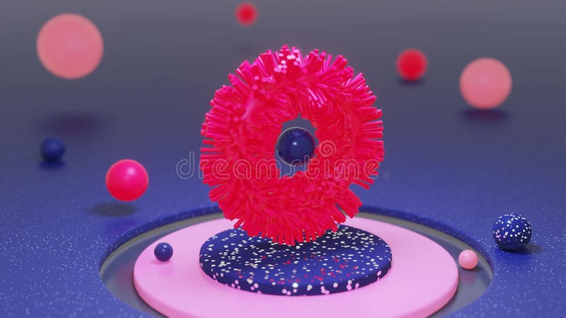 3d Animation Render of Abstract Ring Rotating with Spheres on ...