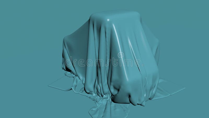 Render of Blue Fabric Falling Down and Cover Mysterious Object Stock ...