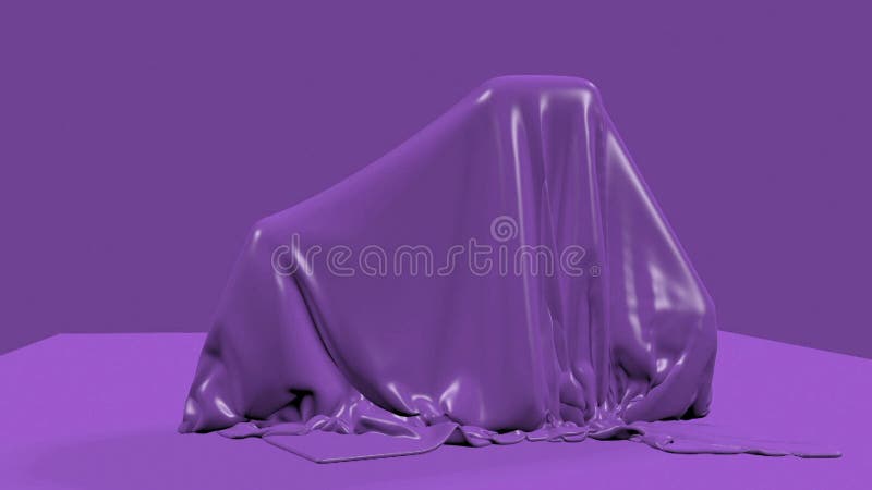 Render of Blue Fabric Falling Down and Cover Mysterious Object Stock ...