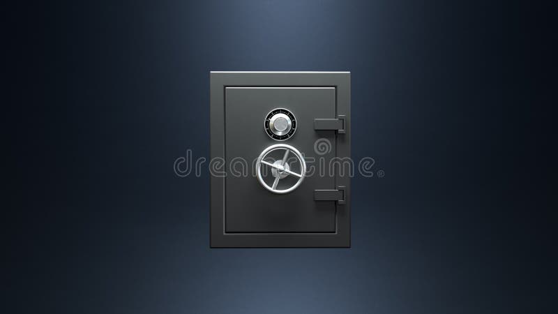 3D Animation Render of Metallic Safe Deposit Box Rotating on Dark ...