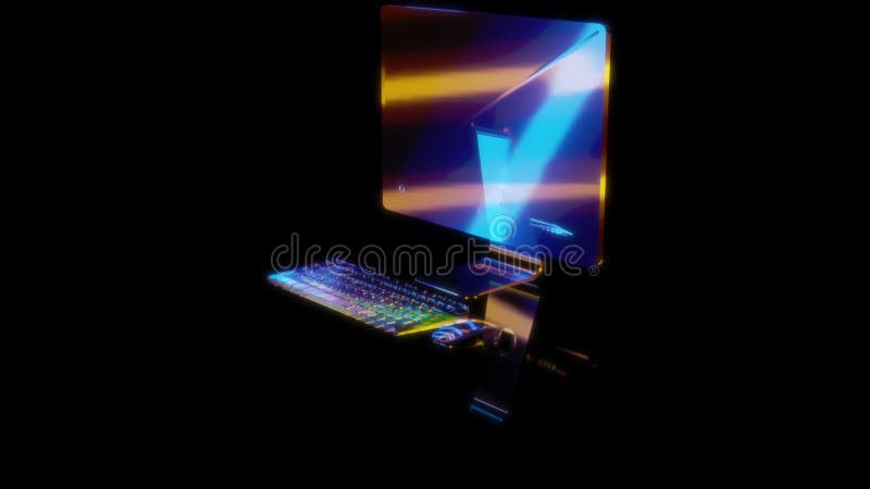 3D Animation Rendering, PC Monoblock Model on a Black Background Stock ...