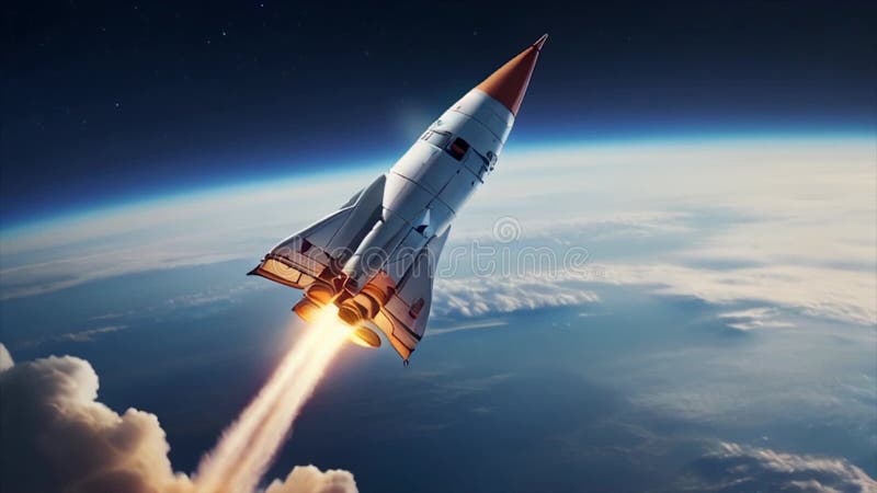 Rocket Launch into Space from Earths Surface - 3D Animation Stock ...