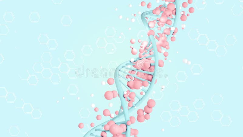 3D Animation of Rotating and Analyzing DNA Strand and Alien Cells Stock ...