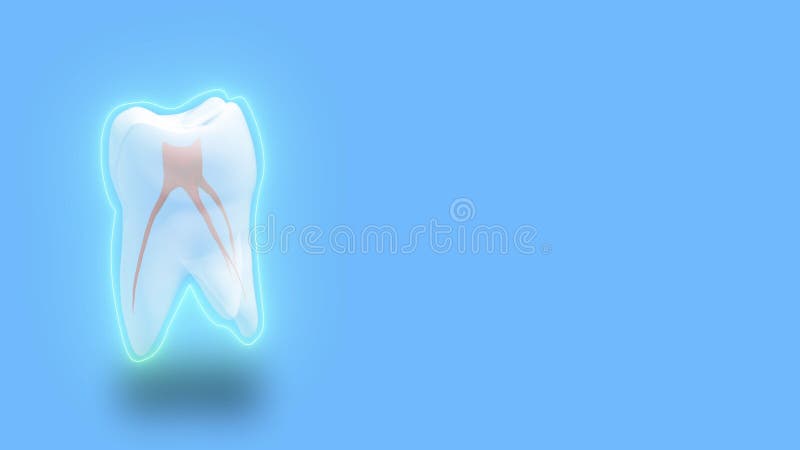 3d Animation of Rotating White Tooth with Protective Layer on a Blue ...