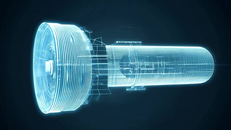 3d Animation of a Rotating Wireframe Model of a Futuristic Jet Engine ...