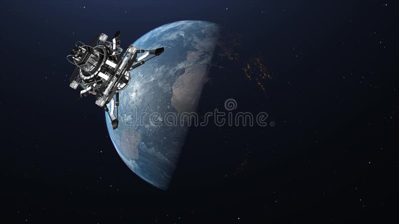 Satellite Flying Over the Earth in Space - 4K Resolution Video Stock ...
