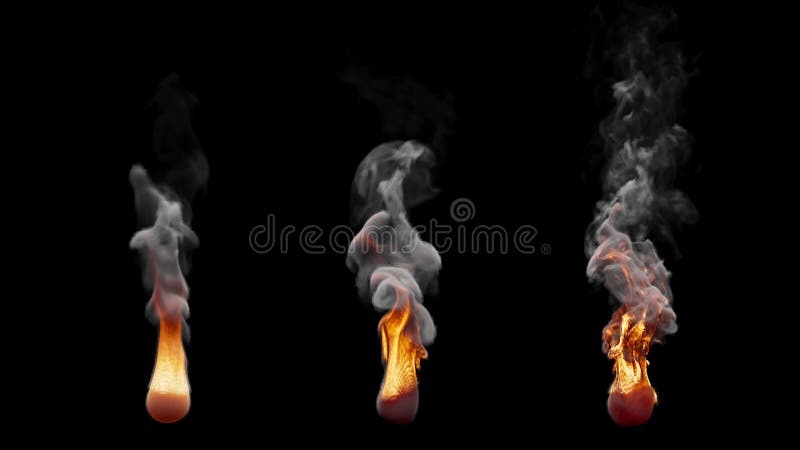 3D Animation Set of Three Types of Burning Fire Flames. with Alpha ...
