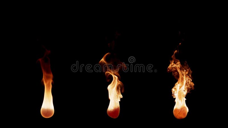 3D Animation Set of Three Types of Burning Fire Flames. with Alpha ...