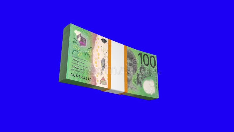 3D Animation of a Single Bundle of 100 Australian Dollar Notes Rotating ...